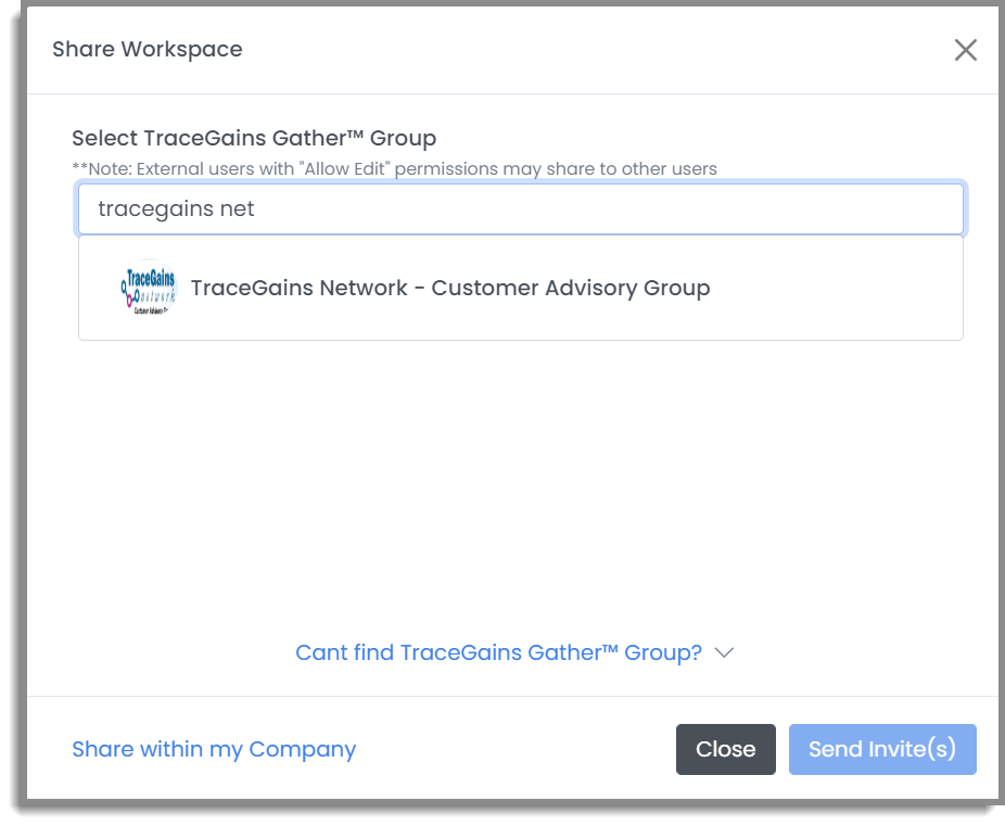 Sharing Workspaces – TraceGains Gather® Help Center