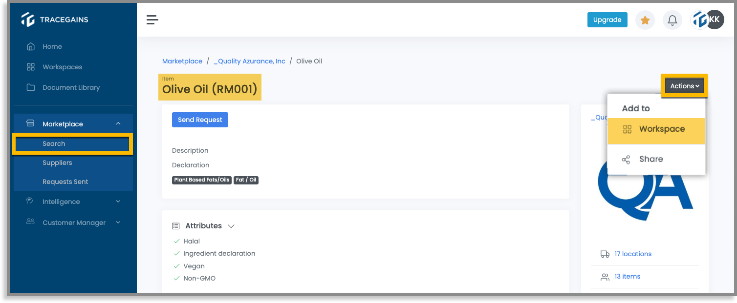 Using Workspaces with Marketplace – TraceGains Gather® Help Center