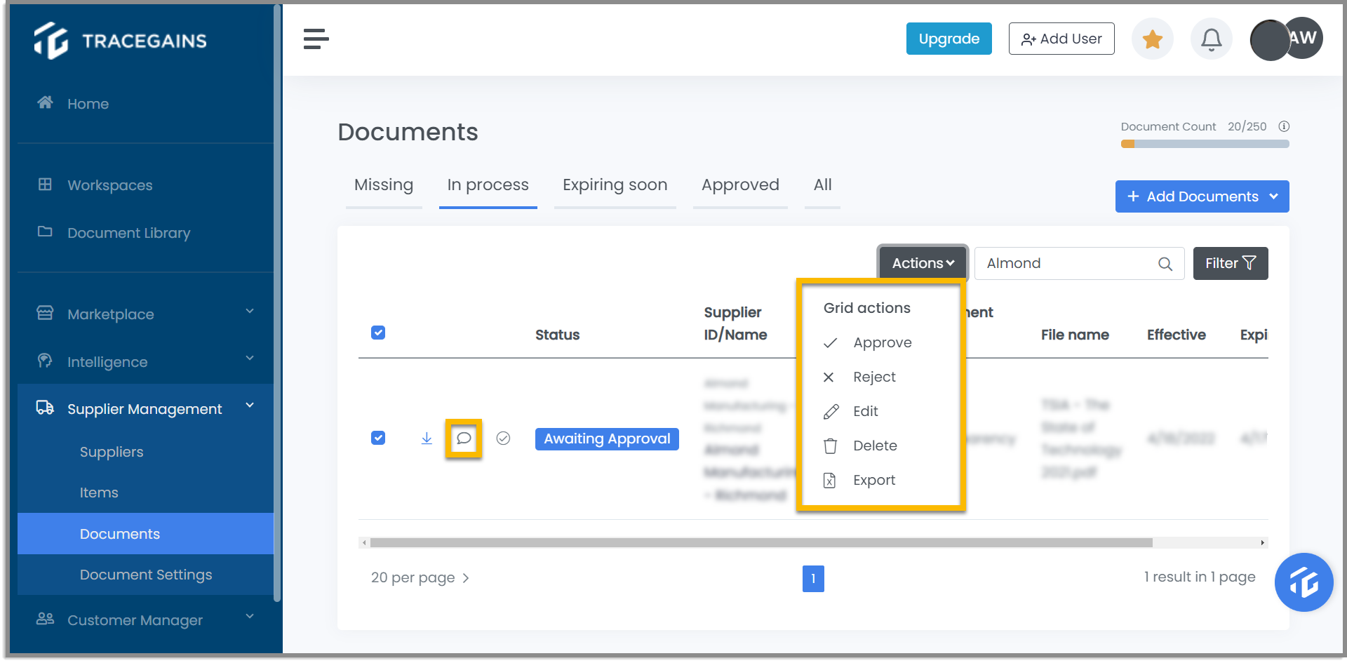Manage Received Documents – TraceGains Gather® Help Center