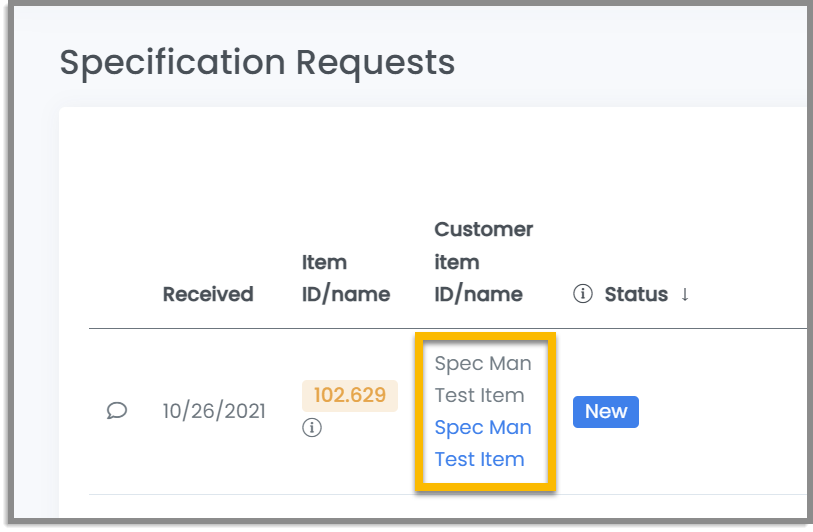 Specification Requests – TraceGains Gather® Help Center