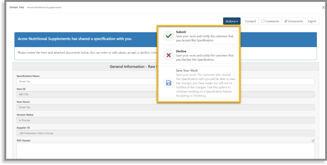 Specification Requests – Gather Help Center