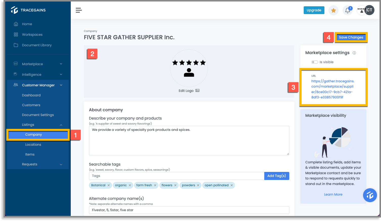 Updating your Marketplace Listing – TraceGains Academy